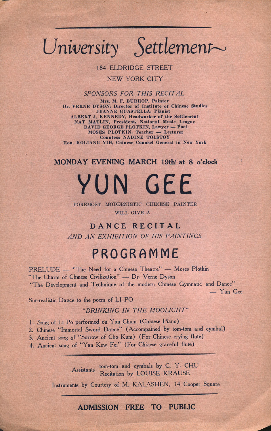 Yun Gee • Dance Recitals – 1934 – Yun Gee